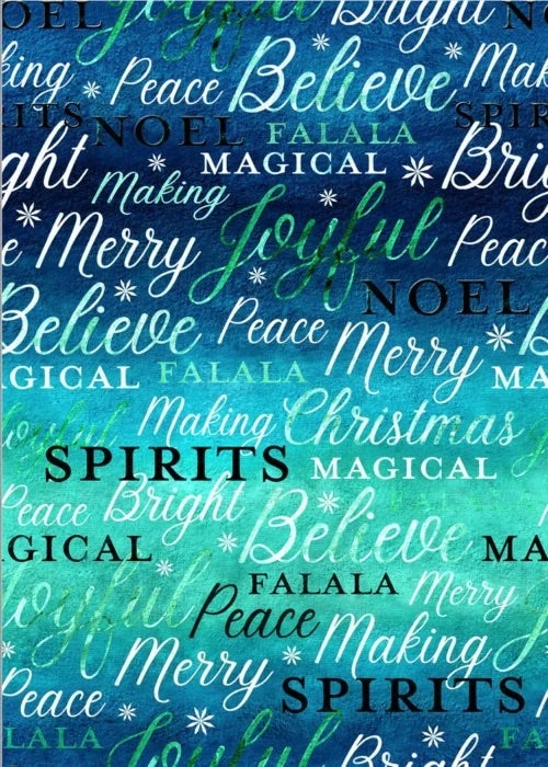 Oasis Fabrics Noel Believe Blue Writing | Sew Together
