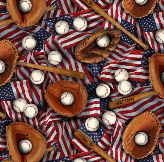 American Baseball Collage-Elizabeth Studios-Fat Quarter | Sew Together