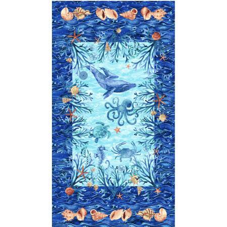 Studio E Deep Blue Sea Sea Creature Panel Fabric by the Panel | Sew ...